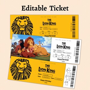 Lion King Broadway Surprise Ticket: Editable Souvenir (PDF) - Etsy