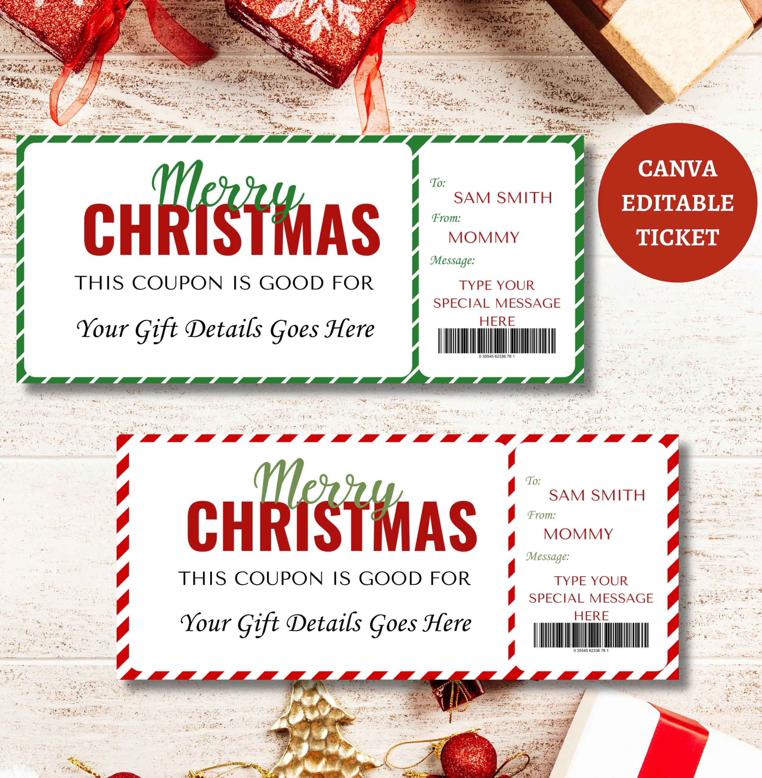 Christmas Gift Voucher Template, Last Minute Christmas Gift, Santa Gift ...