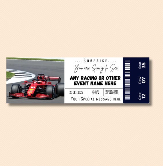 Race Car Ticket Templates