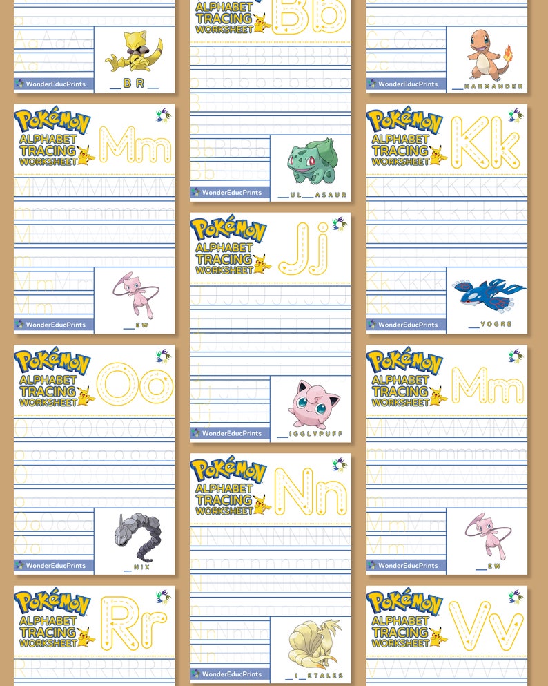 Engaging Pokemon Alphabet Tracing Printable - Educational Worksheet ...