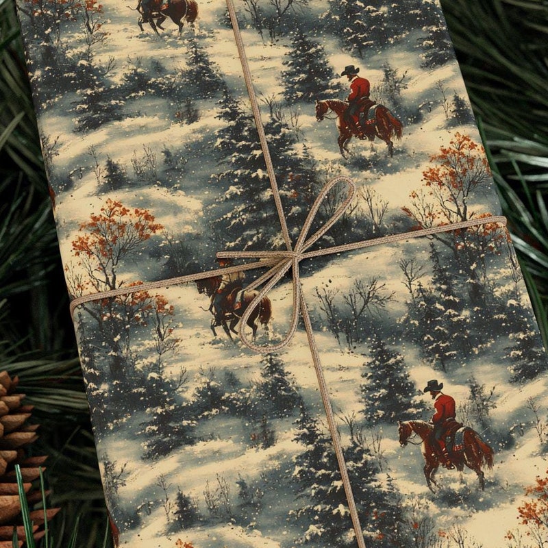 Western Cowboy Christmas Wrapping Paper - Etsy