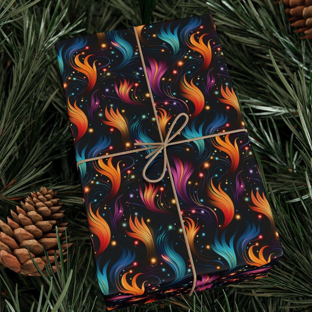 Neon Bright Art Deco Gift Wrap Wrapping Paper Rolls, Neon Orange and ...