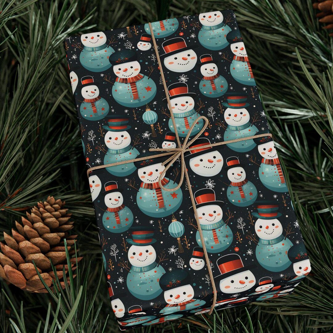 Snowman Gift Wrapping Paper, Holiday Giftwrap, Christmas Gift Wrap ...