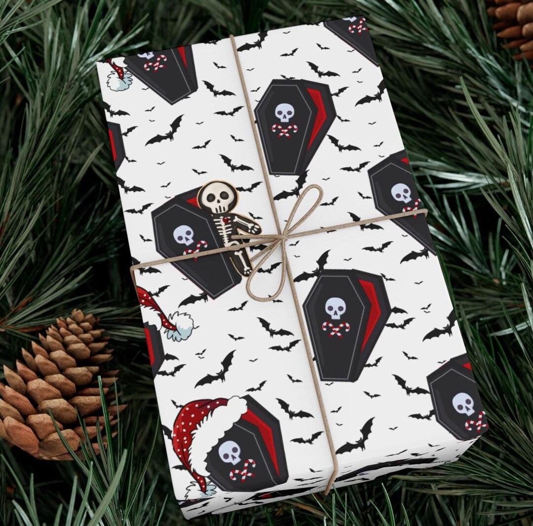 Skeleton Gingerbread Man, Cute Kawaii Skull Coffin Christmas Wrapping ...