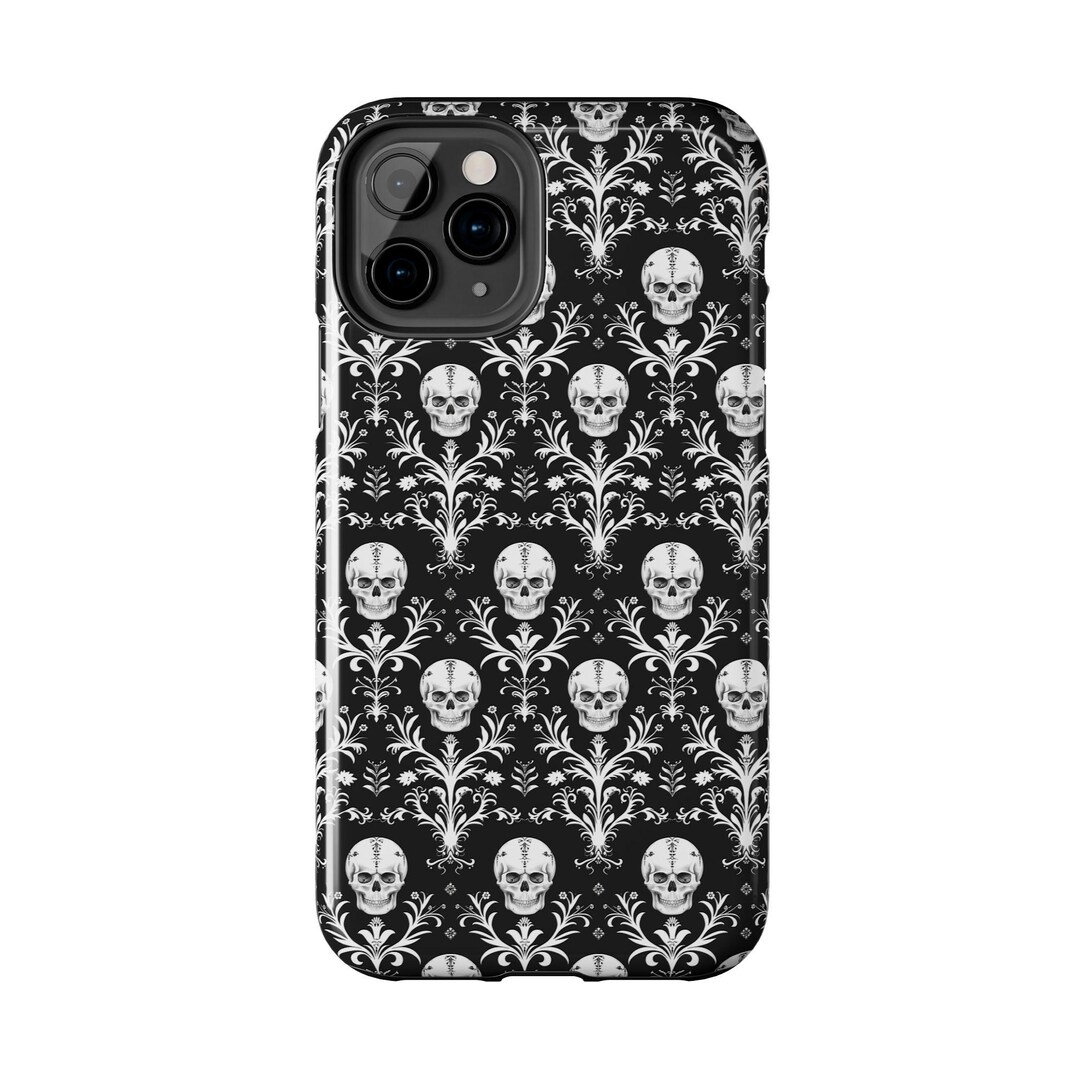 Elegant Macabre: Skull and Floral Phone Case for iPhone and Samsung ...