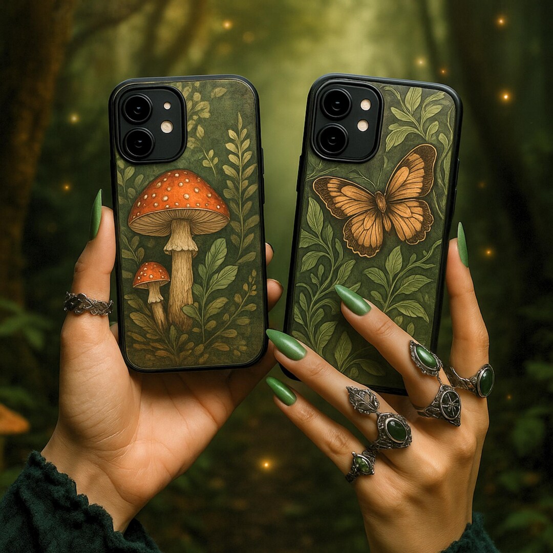 Butterfly Phone Case – Dark Academia Botanical Aesthetic – Fits iPhone ...