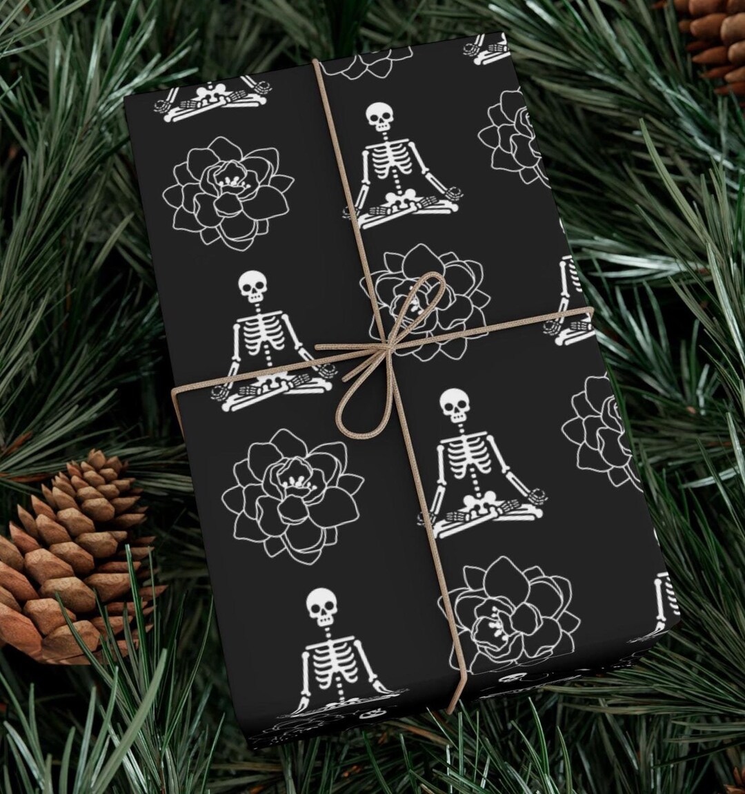 Meditation Pose Skeletons Wrapping Paper, Giftwrap Art Paper, Holiday ...