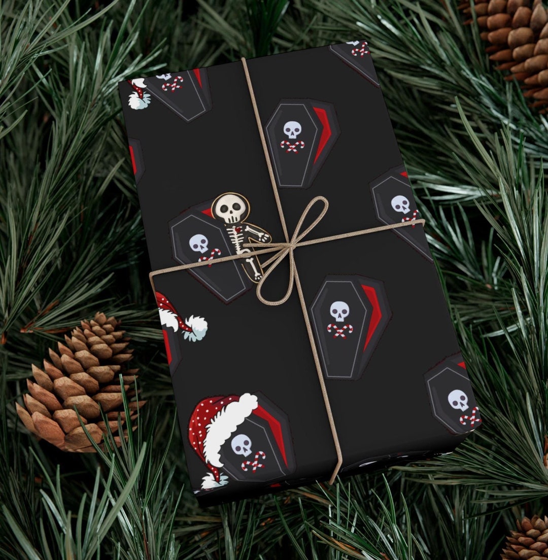 Skeleton Gingerbread Man, Cute Kawaii Skull Coffin Christmas Wrapping ...