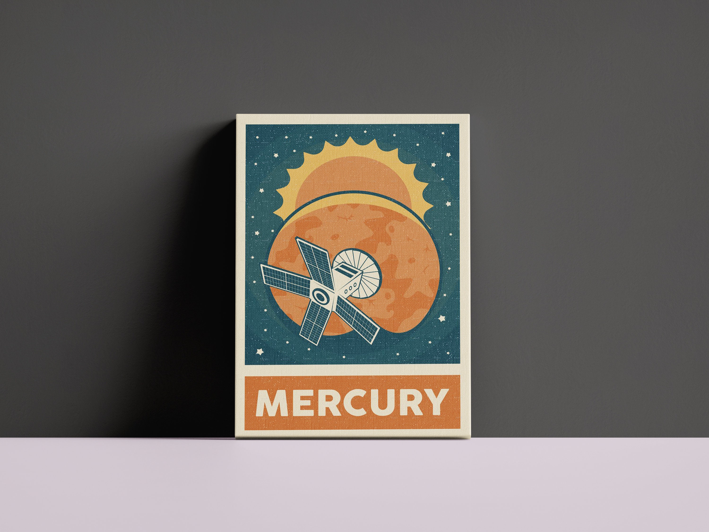 Retro Mercury Digital Poster, Planets, Space, Retro Digital Art, - Etsy