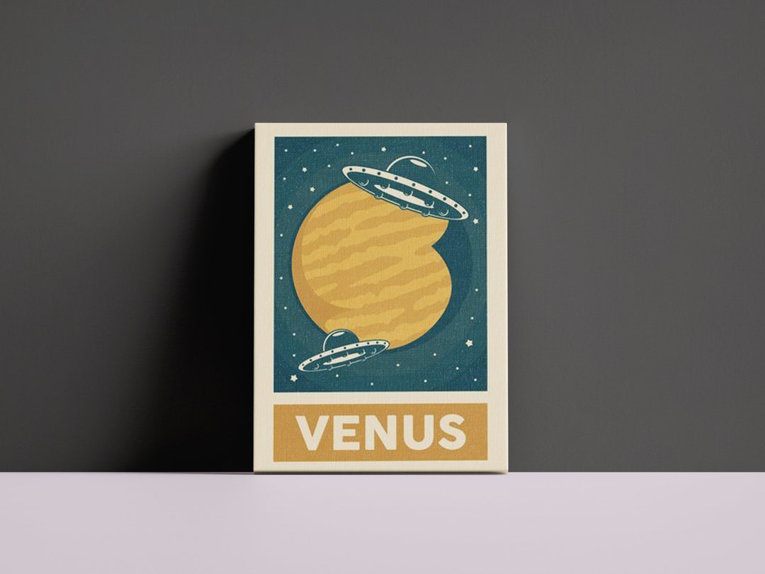 Retro Venus Digital Poster, Planets, Space, Retro Digital Art, - Etsy