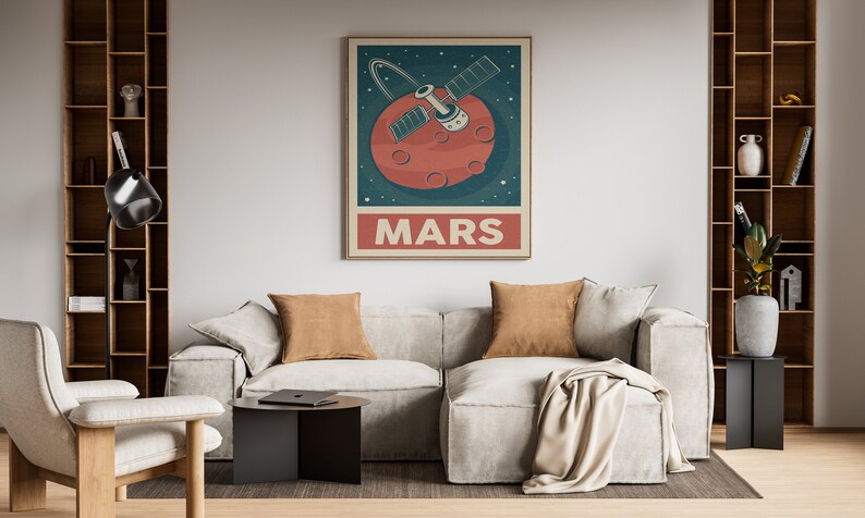 Retro Mars Digital Poster, Planets, Space, Retro Digital Art, - Etsy