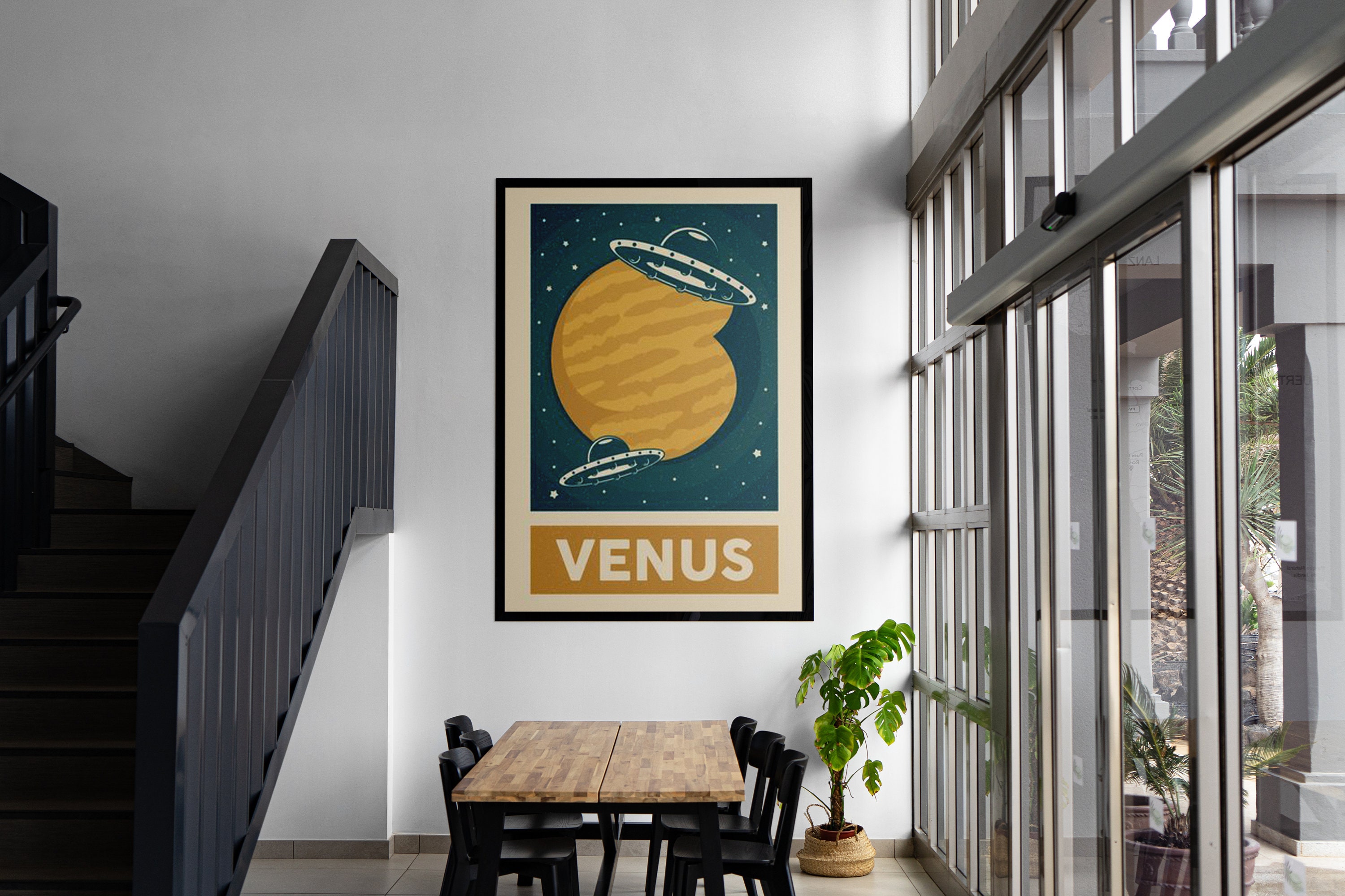 Venus Planet UFO Art Print, Retro Space Travel Poster, Sci-fi Wall Art ...