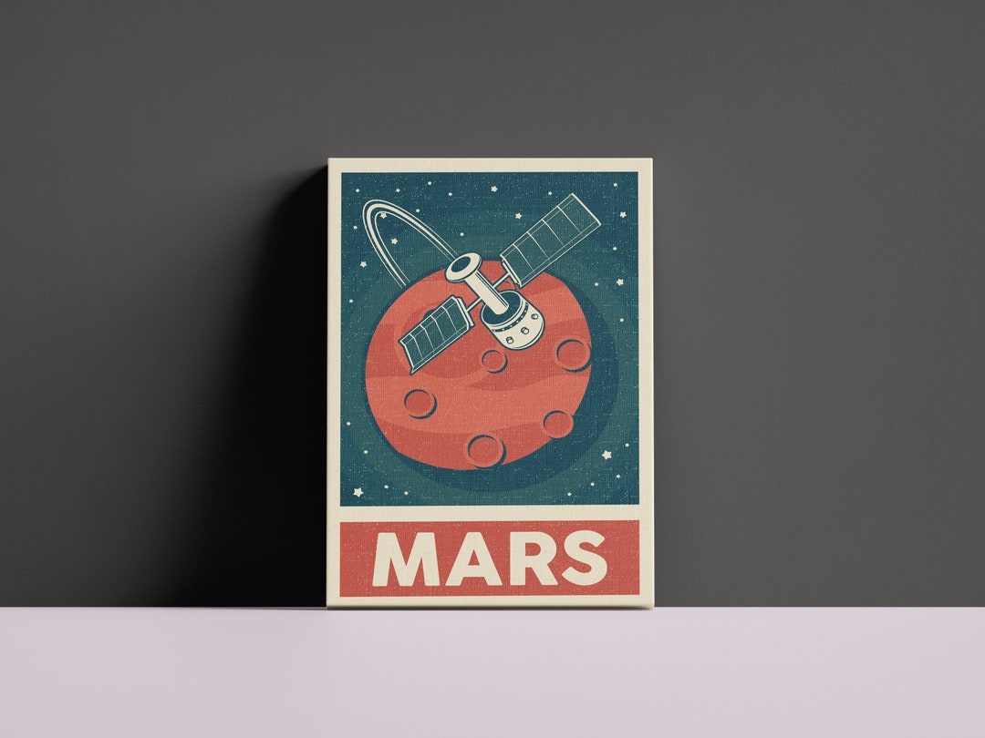 Mars Planet Canvas Print, Retro Space Art, Sci-fi Wall Decor - Etsy
