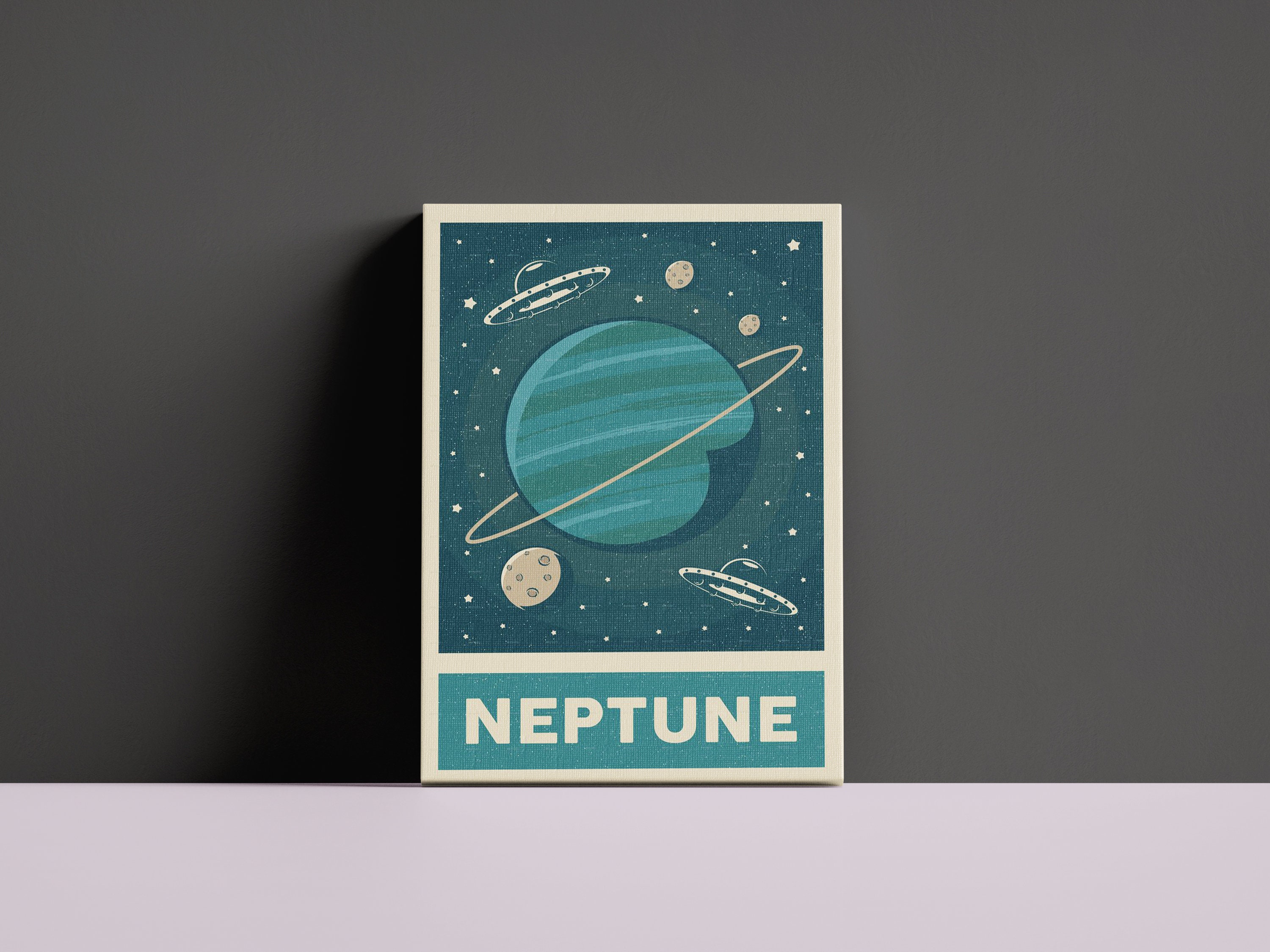Retro Neptune Digital Poster, Planets, Space, Retro Digital Art, - Etsy