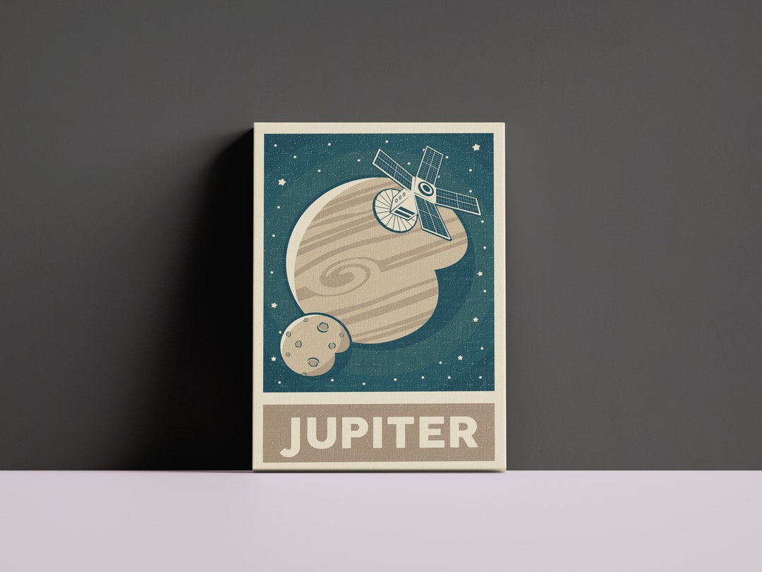 Retro Jupiter Digital Poster, Planets, Space, Retro Digital Art, - Etsy