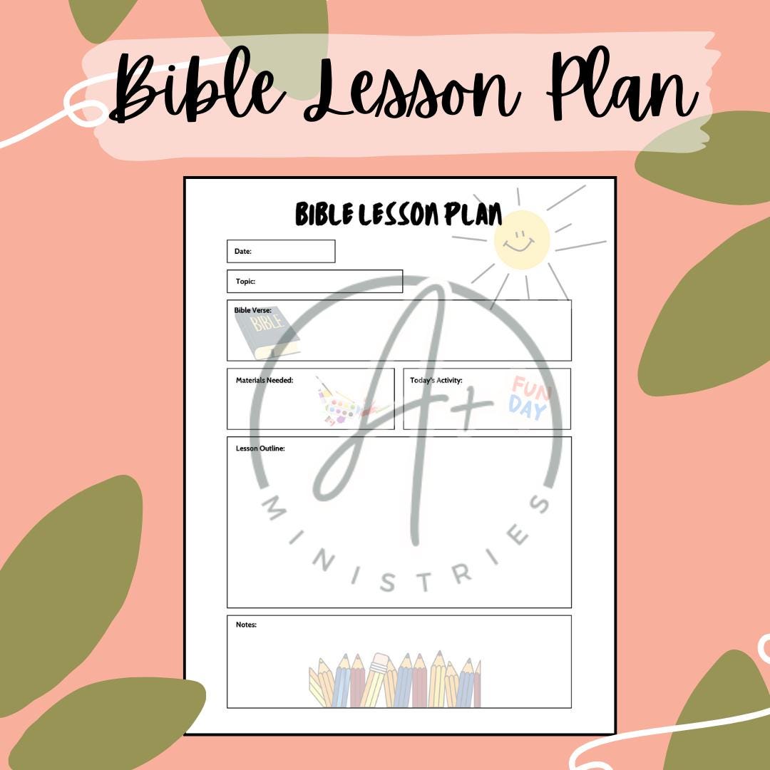 Bible Lesson Plan Template - Children's Church - Etsy