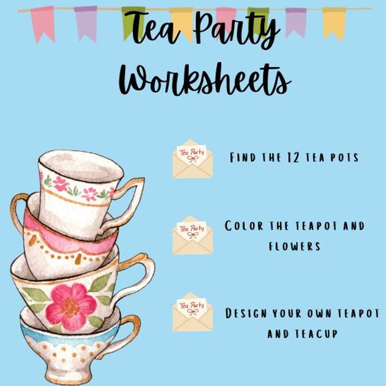 Tea Party Activity Sheets for Kids - Etsy