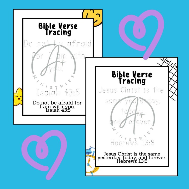 Bible Verse Tracing Worksheets - Children's Church - Etsy