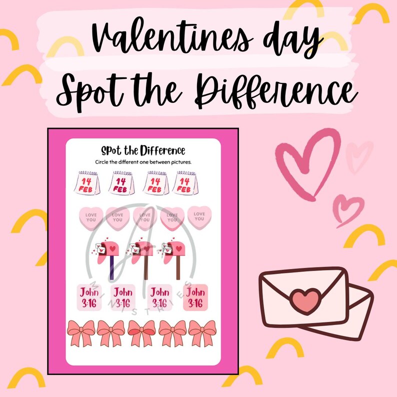 Valentine's Day Spot the Difference - Children's Church - Etsy