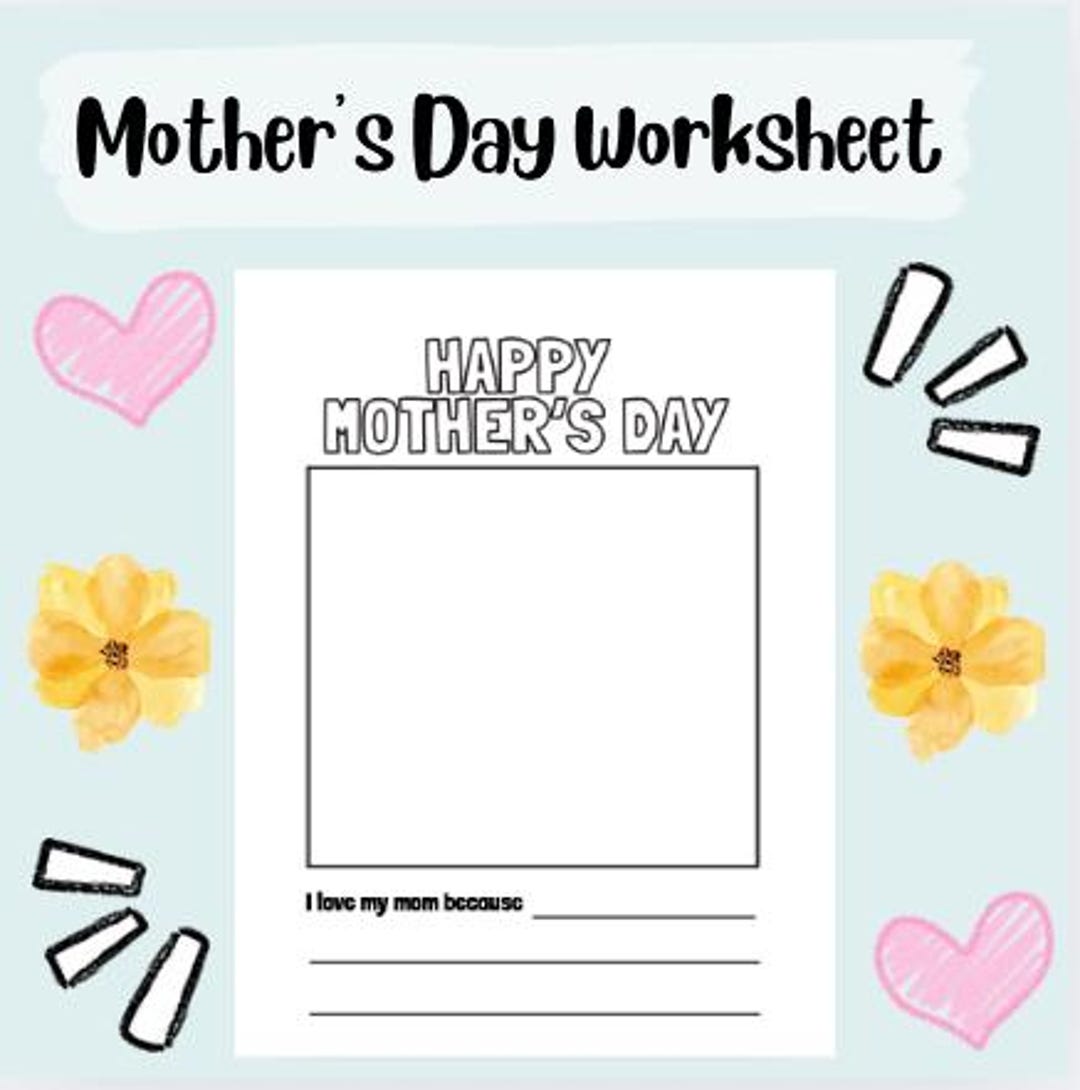 Mother's Day Worksheet for Kids - Etsy