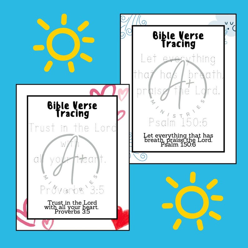 Bible Verse Tracing Worksheets - Children's Church - Etsy