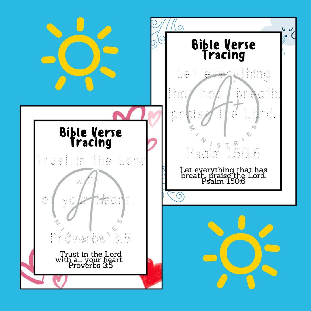 Bible Verse Tracing Worksheets - Children's Church - Etsy