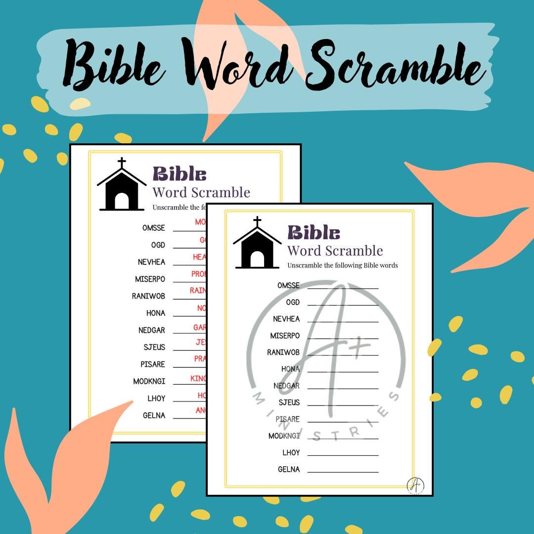 Bible Word Unscramble Worksheet - Children's Church - Etsy