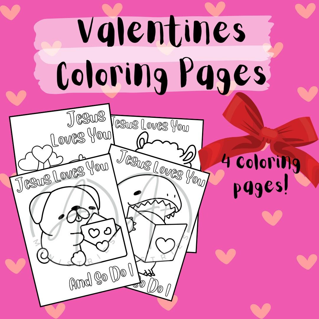 Valentine Coloring Pages - Children's Church - Etsy