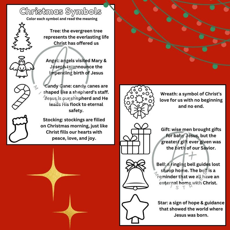 Christmas Symbols Worksheet - Children's Church - Etsy