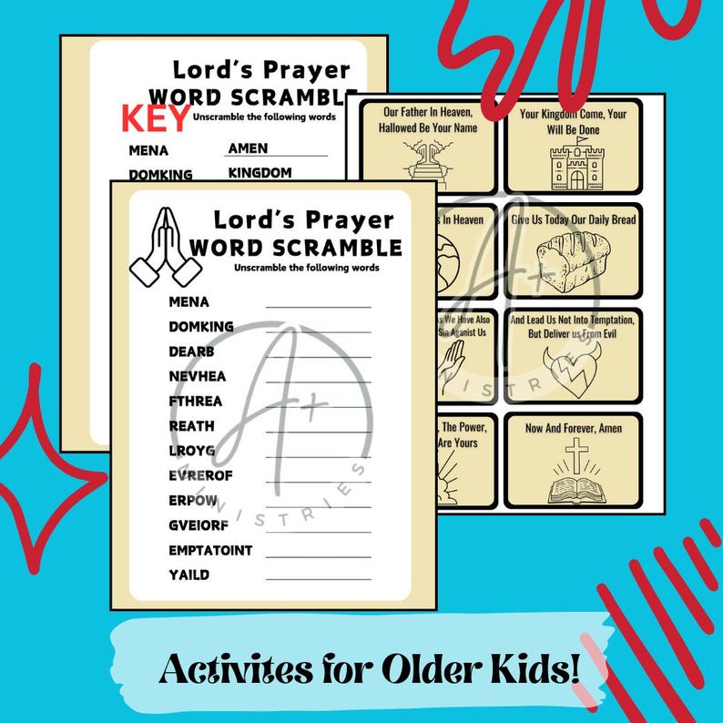 Lord's Prayer Activity Sheets - Children's Church - Etsy