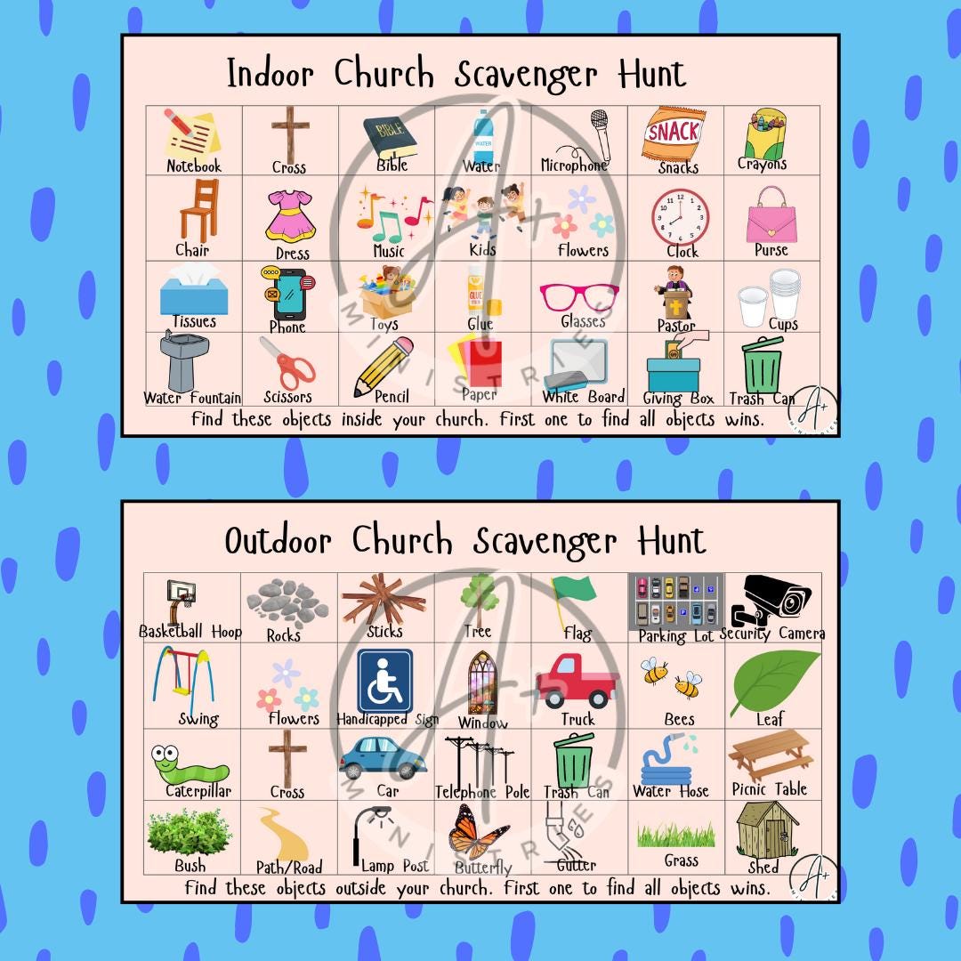 Church Indoor & Outdoor Scavenger Hunt - Children's Church - Etsy
