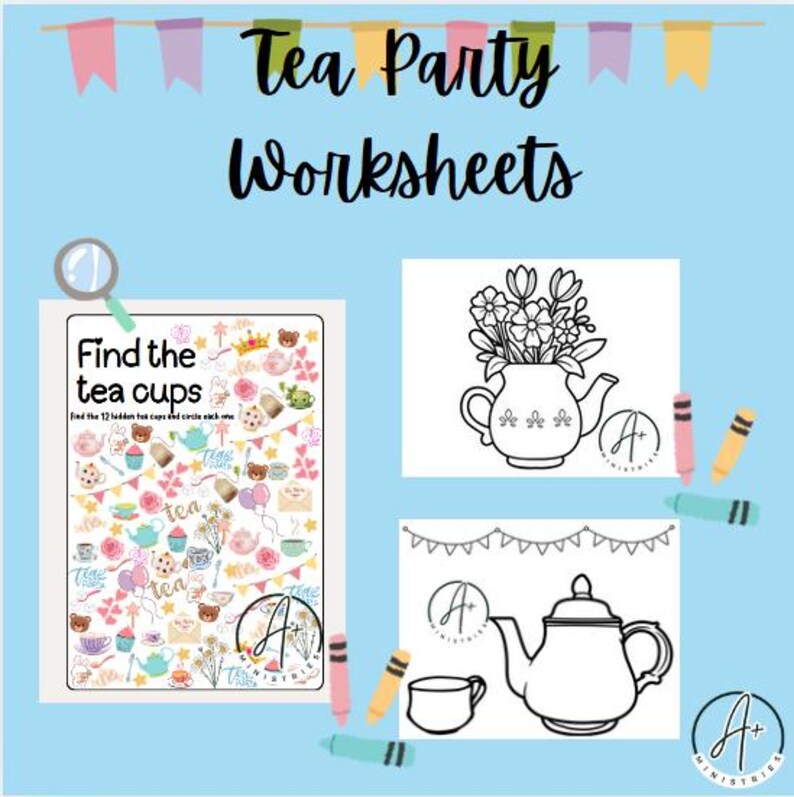 Tea Party Activity Sheets for Kids - Etsy