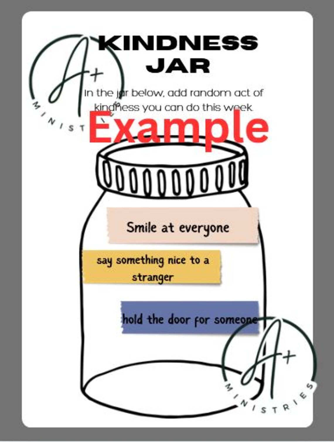 Kindness Jar Activity for Kids - Etsy