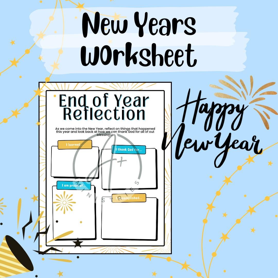 New Year Reflection Worksheet - Children's Church - Etsy