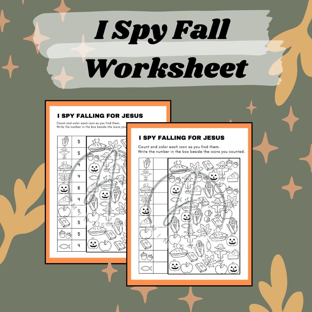 Fall I Spy Worksheet - Children's Church - Etsy