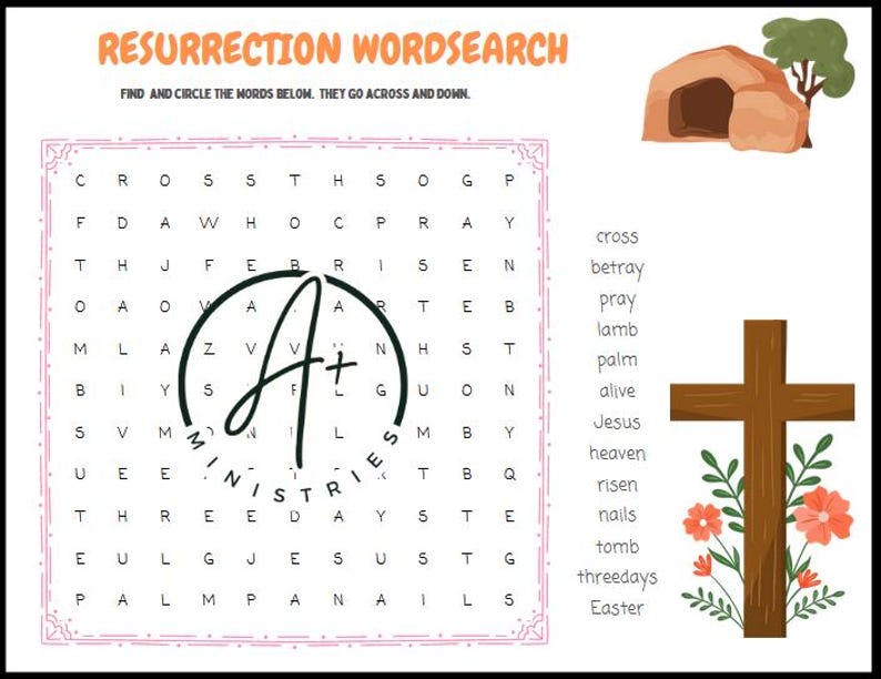 Resurrection Word Search - Etsy