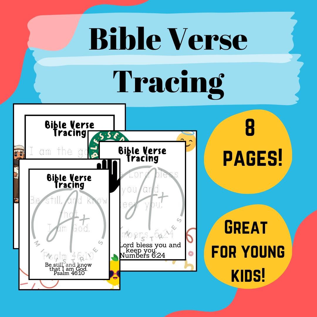Bible Verse Tracing Worksheets - Children's Church - Etsy