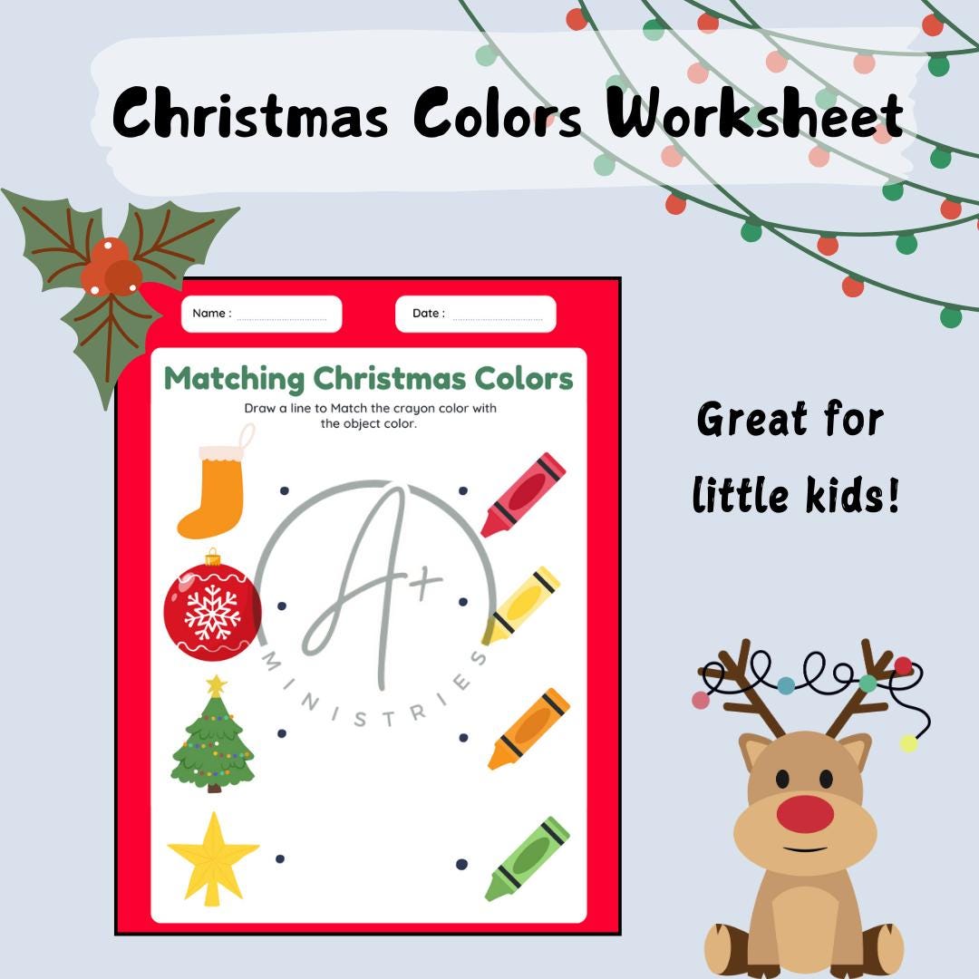 Christmas Colors Matching Worksheet - Etsy