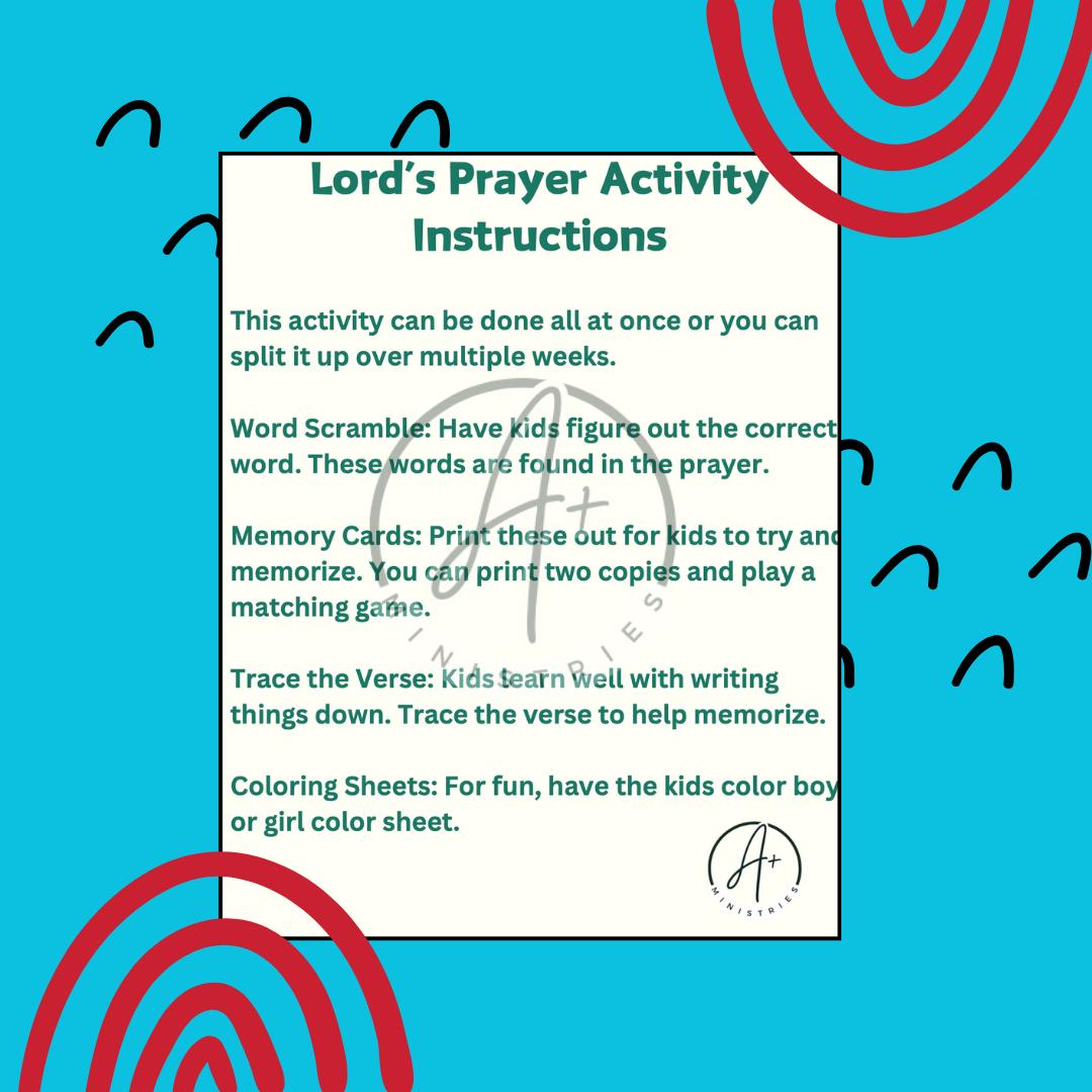Lord's Prayer Activity Sheets - Children's Church - Etsy