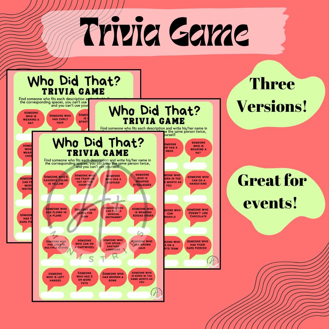 Who Did That? Trivia Game for Kids, Teens, Adults - Etsy