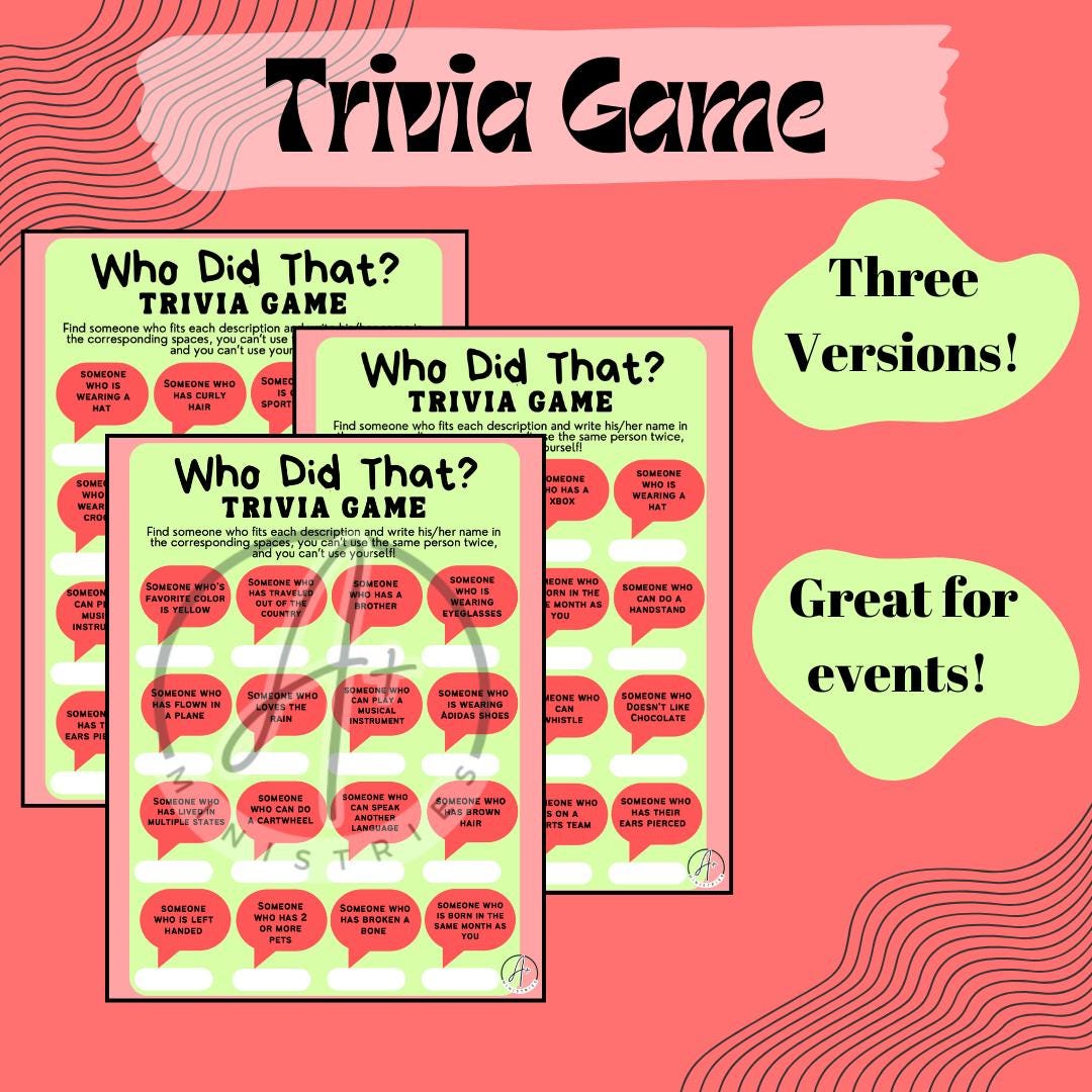 Who Did That? Trivia Game for Getting to Know Each Other for Kids ...