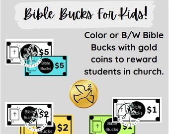 PRINTABLE Bible Bucks Christian Reward System Sunday School Incentive ...