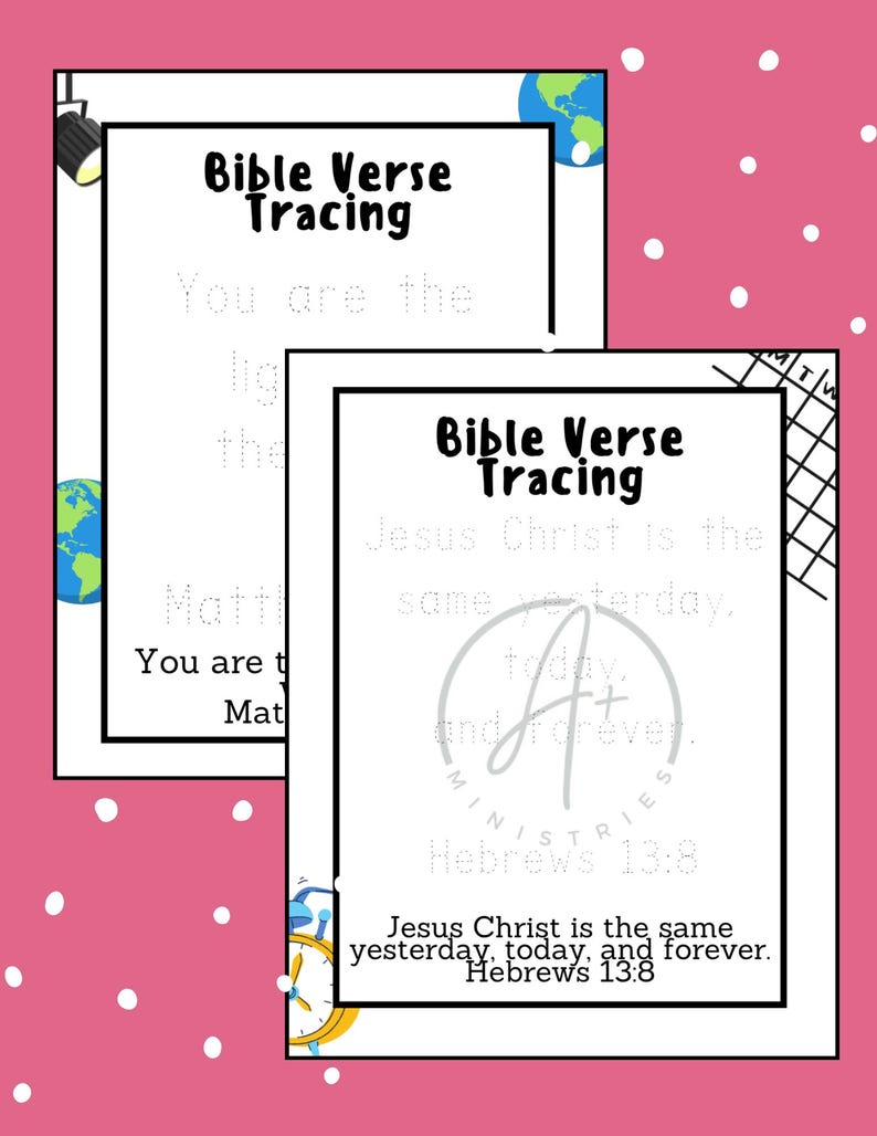 Bible Verse Tracing Worksheets Children's Church - Etsy