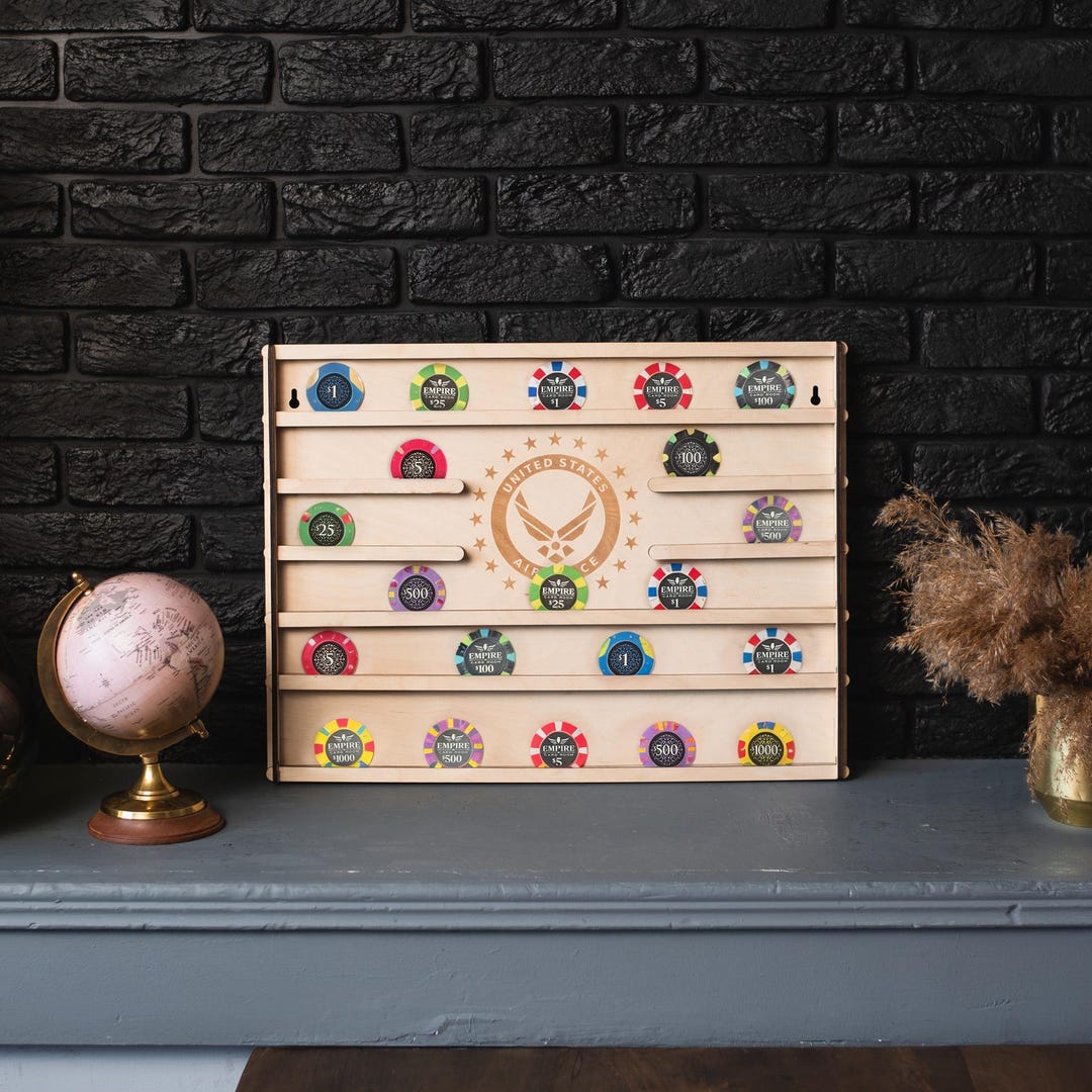 Poker Chip Display Case, Casino Chip Holder, Wooden Poker Chip Rack ...