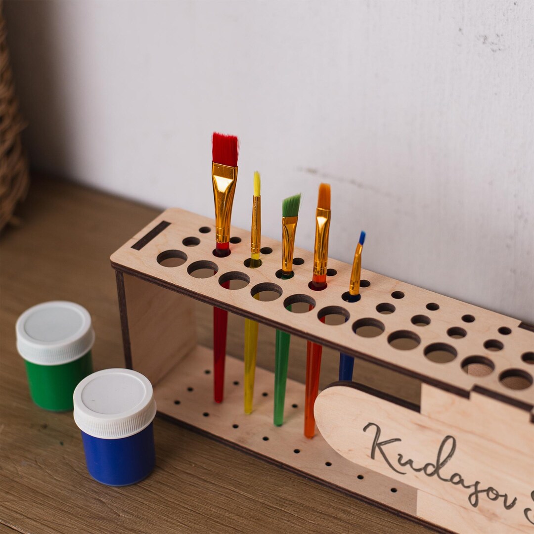 Paint Brush Holder Custom,wooden Paint Brush Holder,large Paint Brush ...