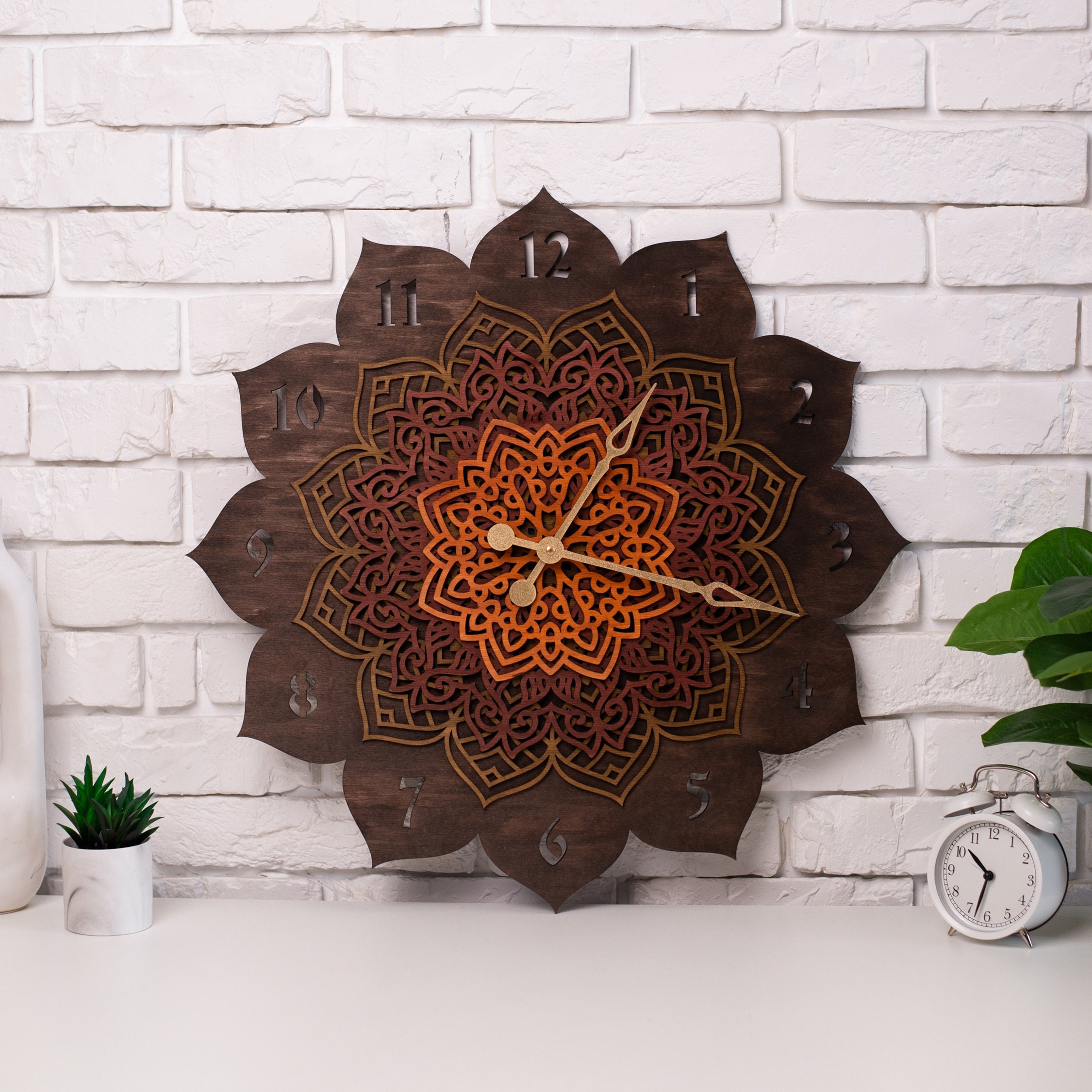 Mandala Wall Clock, Layered Mandala Clock, Wooden Wall Clock, Sacred ...