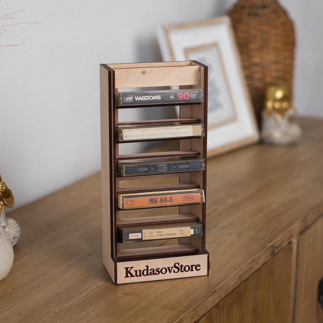 Wooden Cassette Tape Holder, Cassette Tape Storage, Cassette Tape Stand ...