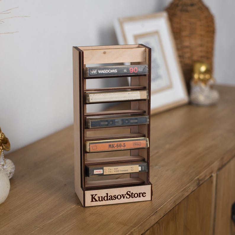 Wooden Cassette Tape Holder, Cassette Tape Storage, Cassette Tape Stand ...