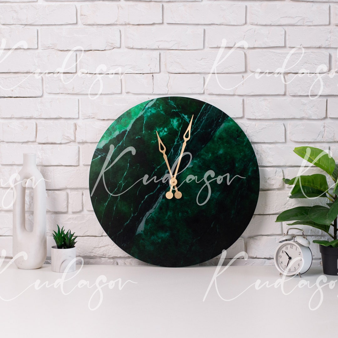 Green Marble Wall Clock, Emerald Green Clock, Wall Clock Unique ...