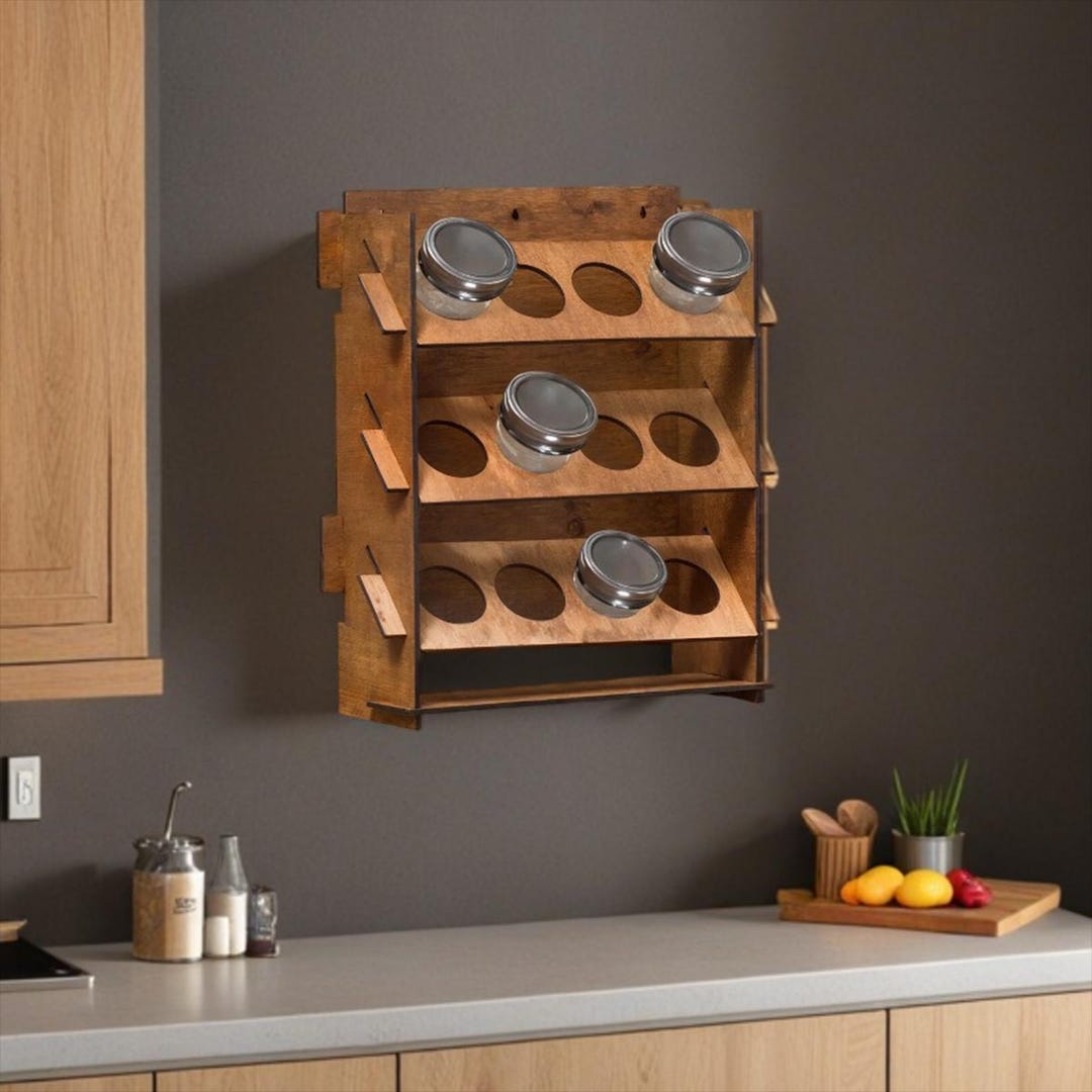 Mason Jar Holder Shelf, Mason Jar Wall Mount Wood, Mason Jar Wall ...